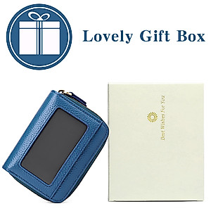 GOIACII Small Genuine Leather Wallet for Women, RFID Blocking Credit Card Holder Wallet