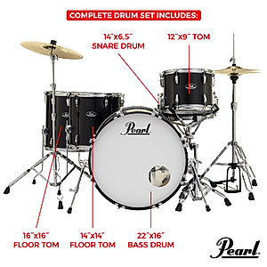 Pearl Roadshow RS525WFC/C 5-piece Complete Drum Set with Cymbals - Pure White