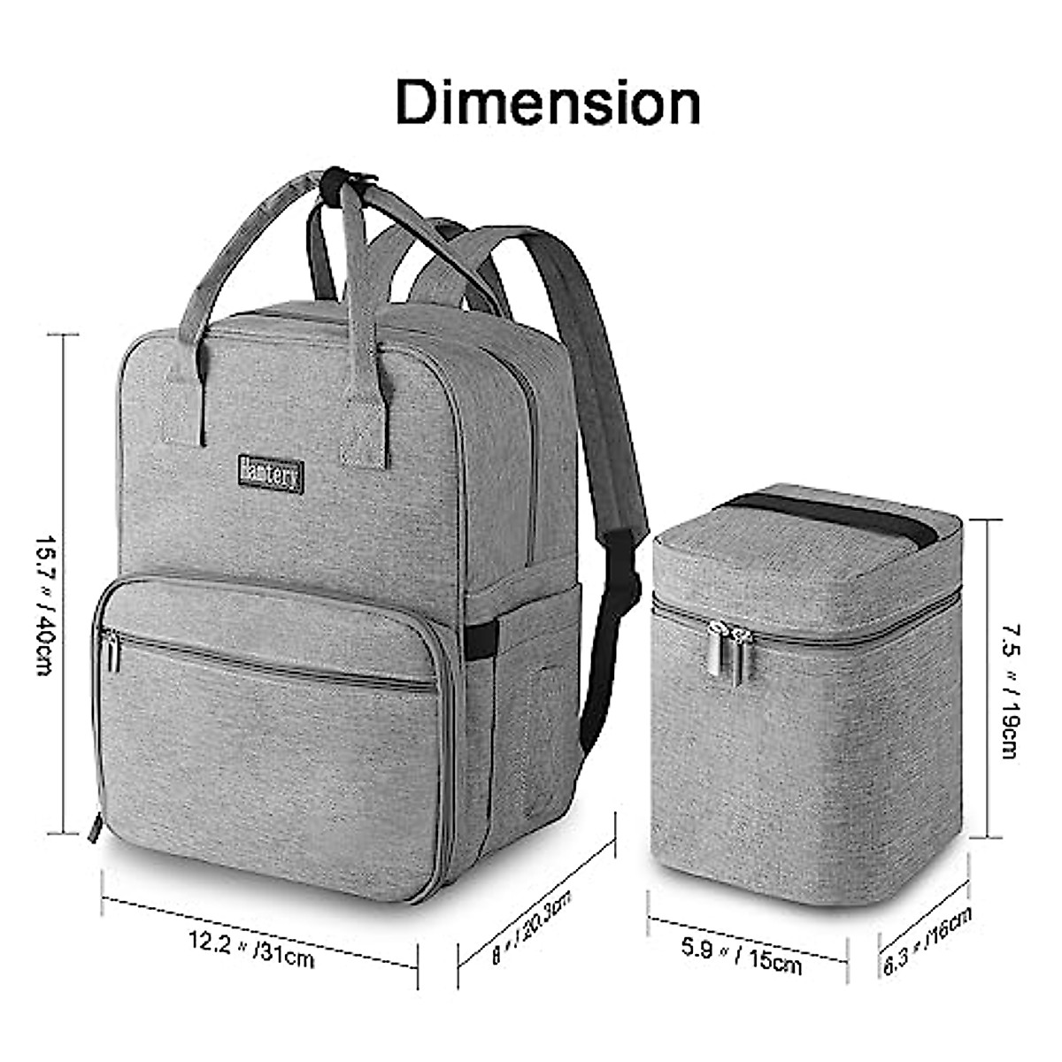 Hamtery Bottle Warmer Backpack with Breastmilk Cooler Bag, Diaper Bag Backpack for Mom and Dad, Fits Most Brands of Portable Bottle Warmer for Travel and 4 Baby Bottles up to 8 Ounces