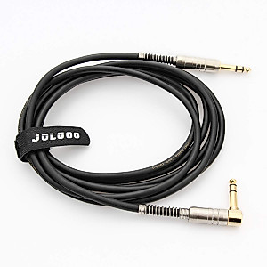 JOLGOO 1/4 inch TRS Cable, Straight to Right Angle 1/4 Inch 6.35mm Stereo Audio Cable for Studio Monitors,Mixer,Yamaha Speaker/Receiver, 10 Feet