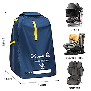 Car Seat Travel Bag for Air Travel, Durable Water Resistant Protector Foldable Infant Carseat Bag Airplane Gate Check Bag with Padded Straps, Stroller Bag for Airplane, for Safe & Secure Car Seat