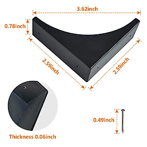 Eforlike 4 Piece Antique Metal Box Corner Protector Edge Safety Guard Cabinet Furniture Corner Metal Bumpers (Black)