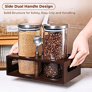 ComSaf Coffee Container for Ground Coffee, 44 OZ Coffee Canister with Stainless Lids, 2 PCS Glass Coffee Storage Container with Shelf, Coffee Bean Storage Jars with Metal Scoop Coffee Bar Accessories