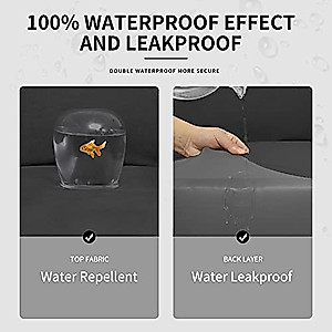 Easy-Going 100% Dual Waterproof Recliner Cover Stretch Soft Couch Cover for Dogs, Sofa Slipcover for Recliner Couch Leakproof Furniture Protector for Kids, Pets Dark Gray