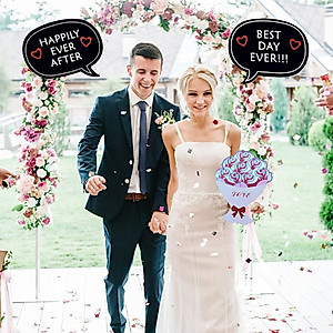 52PCS Wedding Photo Booth Props with Stick Bridal Shower Photo Booth Props Funny Photo Props, Wedding Party Supplies for Bride Groom, Bachelorette Wedding Party Decorations for Men Women Selfie Props