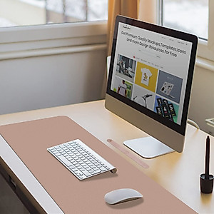 Boutilon Leather Desk Pad 30" x14",Non-Slip Mouse Pad,Office Desk Mat,Waterprooft PU Leather Desk Blotter,Desk Pad Protector,Desk Writing Pad for Home Office Decor (M-Champagne)