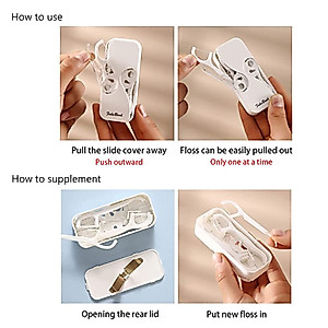 Portable Floss Dispenser Portable Dental Floss Picks Dispenser with 124 Pcs Dental Floss Automatic Floss Organizer Superfine Floss Picks for Teeth Cleaning Family Hotel Travel