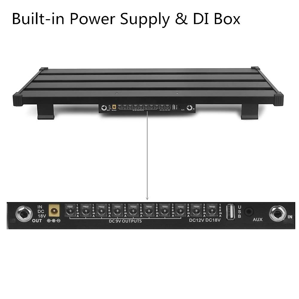 SOYAN Extra Large Guitar Pedal Board 25.6" x11.9" with Power Supply and DI Box, Carry Bag Included (L-26P)