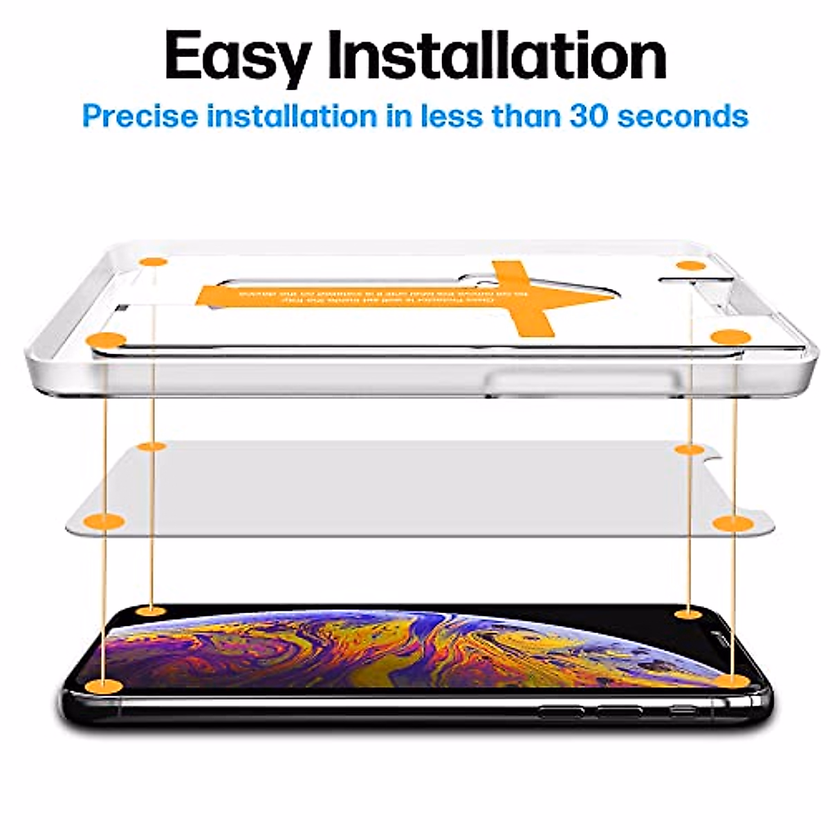 Power Theory Designed for iPhone Xs Max Screen Protector Tempered Glass [9H Hardness], Easy Install Kit, 99% HD Bubble Free Clear, Case Friendly, Anti-Scratch, 2 Pack