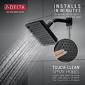 Delta Faucet Single-Spray Matte Black Shower Head, Shower Head Black Square Shower Head, Black Showerhead, Matte Black RP62283BL