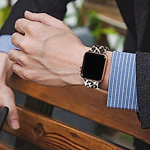 Easuny Leopard Band Compatible for Apple Watch Band 38mm 40mm 41mm Women Girls - Fadeless Floral Pattern Printed Silicone Replacement Wristband for iWatch SE & Series 7/6/5/4/3/2/1, Cheetah Small