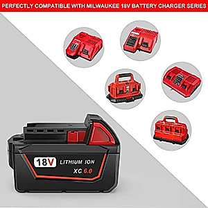 WORTHMAH 2 Pack 6.0Ah 18V M-18 Batteries Replacement for Milwaukee M18 Lithium Battery Compatible with 48-11-1815 48-11-1820 48-11-1828 ，with 1 Carpenter Pencil