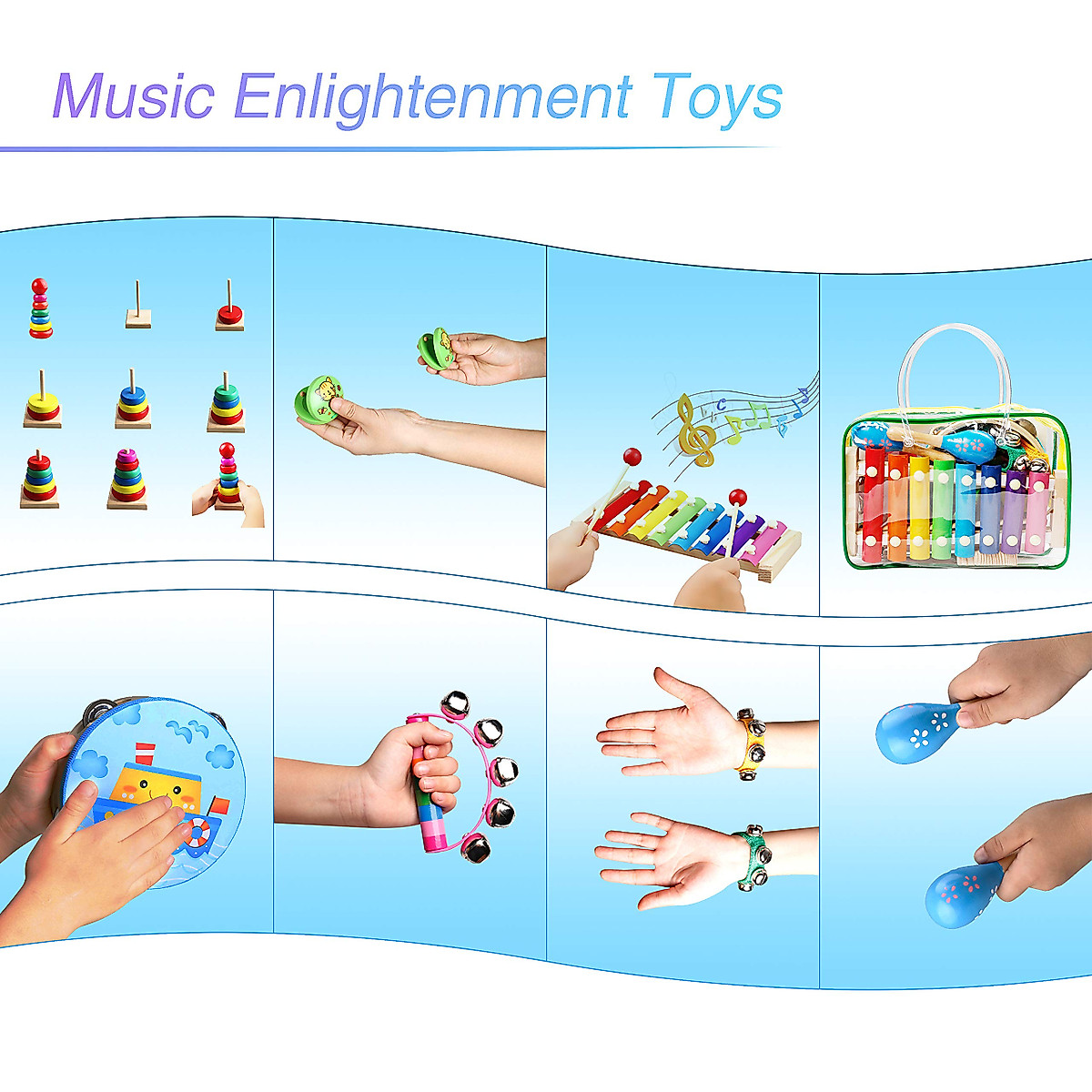 Kids Musical Instruments For Toddlers,Baby Musical Toys For Toddlers,Kid Toys For Girl Gifts,First Birthday Gifts For Boys,Kids Xylophone,Maracas For Baby,Wooden Instruments Toddler Toys With Bag