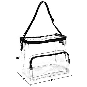 Clear Lunch Bag - Durable PVC Plastic See Through Lunch Bag with Adjustable Shoulder Strap Handle for Prison Correctional Officers, Work, School, Stadium Approved, Freezer Proof. (Large)