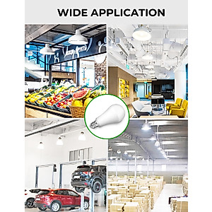 UNILAMP 300 Watt Equivalent Light Bulb, 33W LED Light Bulb E26 Daylight 5000K, Super Bright 4060LM, A23 LED Edison Screw Bulb for Garage, Warehouse, Street Backyard, Non-Dimmable, 2-Pack