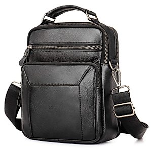 BAIGIO Men's Genuine Leather Crossbody Bag for Men Shoulder Bag Small Messenger Bag Leather Handbag Father's Gift