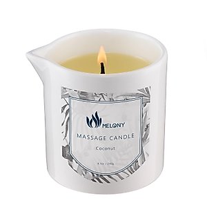 MELONY Soy Massage Oil Candle | Coconut | 8.1OZ / 230G | Perfect Intensive Skin Treatment Candle | Nourishing with Almond Oil, Shea Butter & Cocoa Butter | Massage & Moisturise