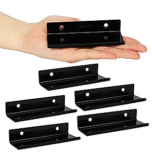 WANLIAN Black Vinyl Record Shelf Wall Mount 6 Pack,Vinyl Holder Wall,Acrylic Album Record Holder Display Your Daily LP Listening in Office Home (Black)