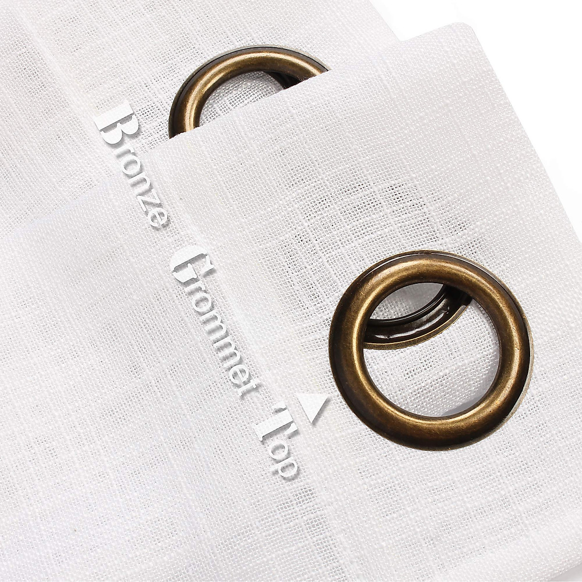 VOILYBIRD Palma Bronze Grommet Semi Sheer Curtains 84 Inch Length Light Filtering Draperies for Patio Door (52''W x 84''L, 2 Panels, White)