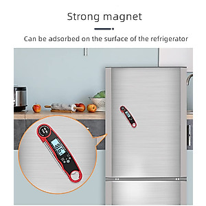 FLYSZQ Digital Instant Read Meat Thermometer,Foldable Probe with Backlight,Waterproof and Calibration,Thermometer for Food Cooking,Grilling,Baking (Red)