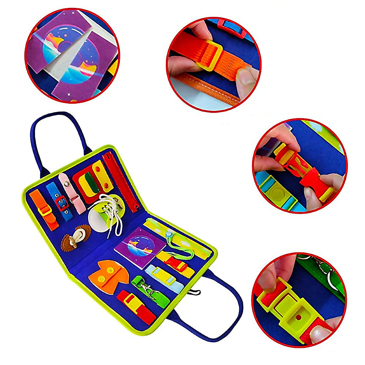 Busy Board for Toddlers, Busy Board Bag Learning Education Toys for Toddler 1-3, Preschool Autistic Toddler Travel Sensory Toys,Hands-on Learn to Dress Brain Up Toy for Boy Girl