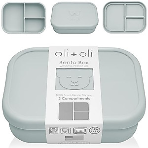 Ali+Oli Leak Proof Bento Box (Dream Blue) Food-Grade Silicone Bento Box, BPA, Phthalate, Lead, & PVC Free - Bento Lunch Box for Kids and Adults - Leak Resistant Sets With Lids Container