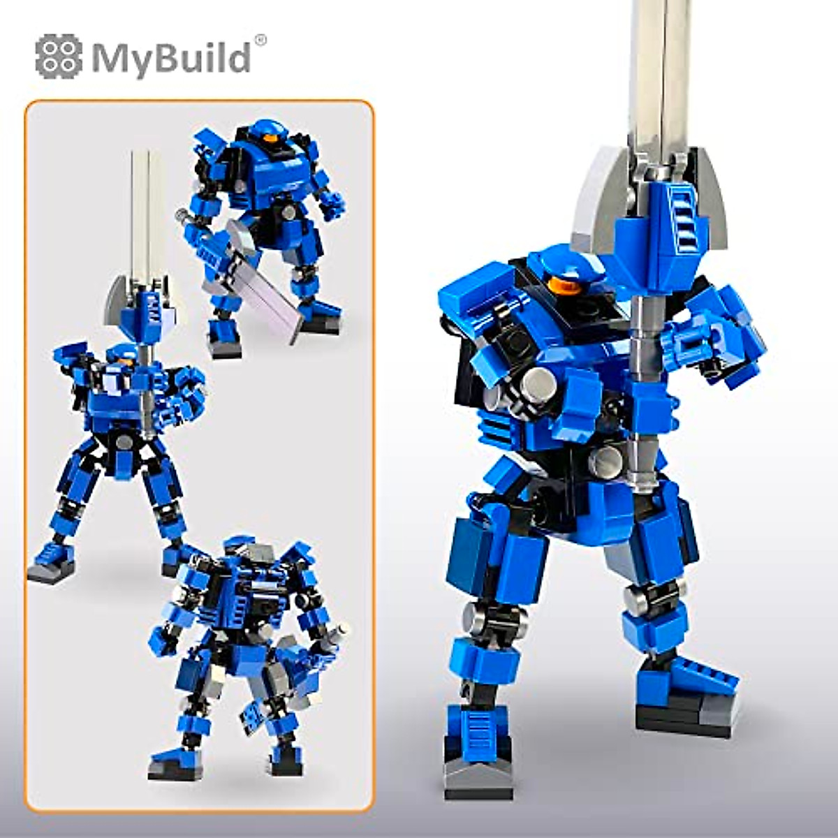MyBuild Mecha Frame Keiji 5005 - Blue Robot Armor Mech Suit, Sci-Fi Building Bricks Mech Building Kit