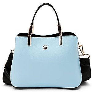Like Dreams Fashion Women Hobo Fashion Satchel Handbag Vegan Leather Top Handle Bucket Crossbody Purse (Blue)