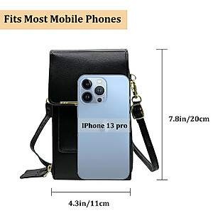 HOPSOOKEN Womens RIFD Small Crossbody Cell phone Purse Wallet Roomy Shoulder Bags (sblack)