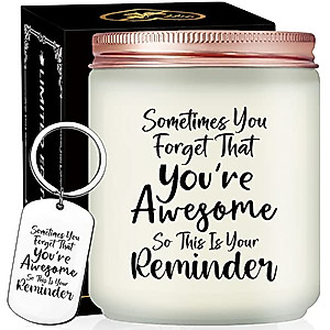 Volufia Sometimes You Forget That You're Awesome Candle - Inspirational Gifts for Women - Thank You Gifts for Coworker, Best Friends -Teacher Appreciation Gifts - Funny Cancer Gifts for Women
