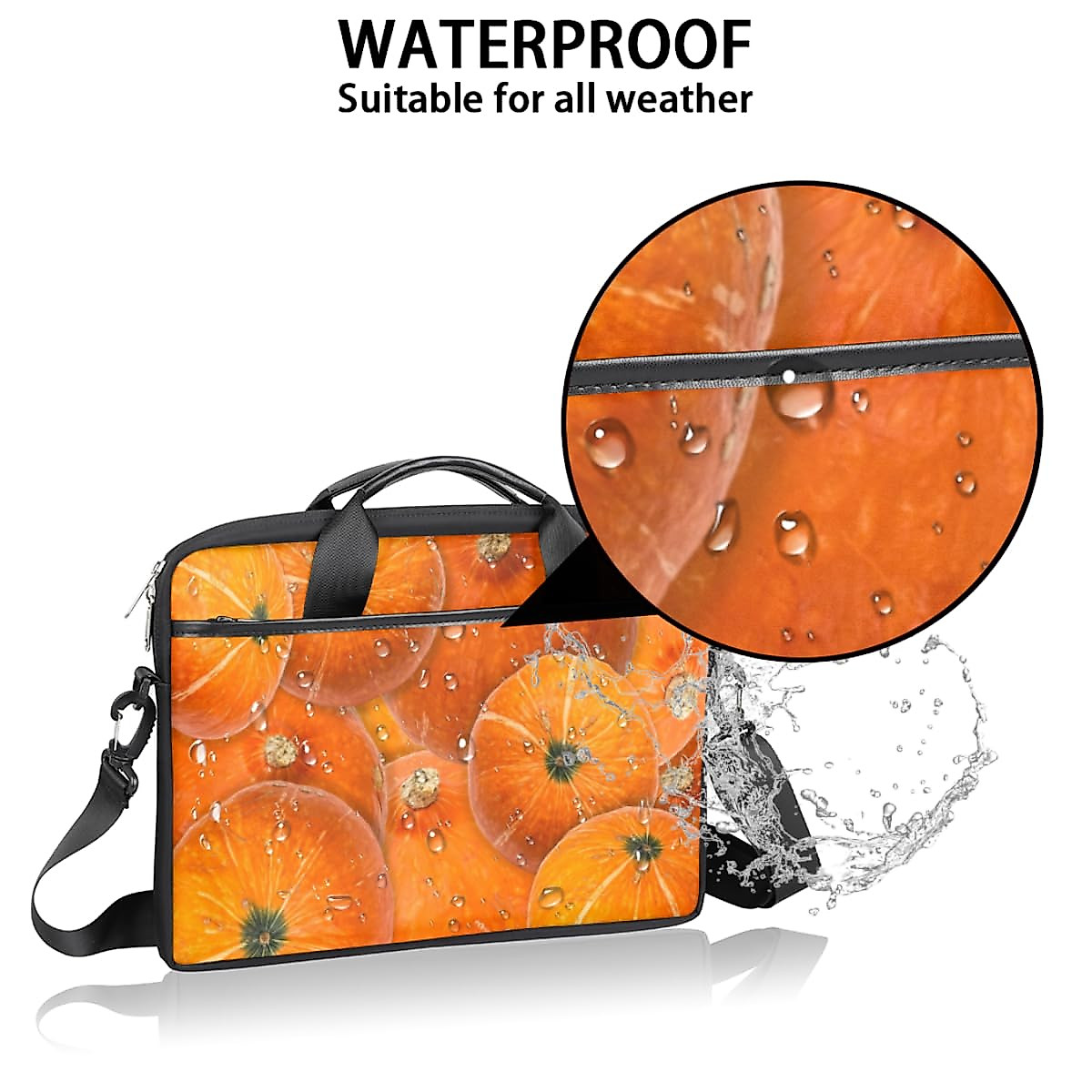 Pumpkins Thanksgiving Laptop Computer Bag Waterproof Shoulder Messenger Bag 13-15 inch Durable Laptop Tote Bag with Shoulder Strap Handle Lightweight Crossbody Briefcase
