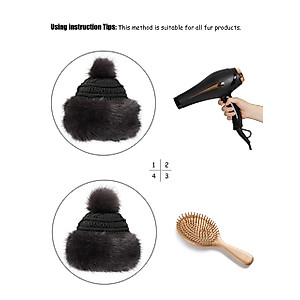 Soul Young Women's Faux Fur Hat Black Russian Cossack Knit Pompom Ski Snow Cap for Winter White(One Size,Dark Grey)