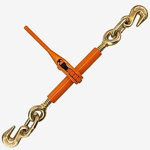 VULCAN Load Binder with 2 Grab Hooks - Ratchet Style - 2,600 Pound Safe Working Load (Works with 1/4 or 5/16 Inch Grade 43 Chain)