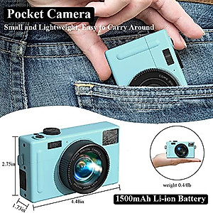 Digital Camera for Kids, FHD 1080P 24MP Mini Video Camera, 1500mah Rechargeable Camera 3.0 inch Screen Compact Camera, Portable Camera for Boys, Girls, Beginners