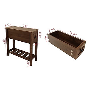 LUSUOWLZ Chairside Narrow End Table, Solid Wood Recliner Side Table with Drawer, Slim Nightstand Bedside Table for Living Room Bedroom