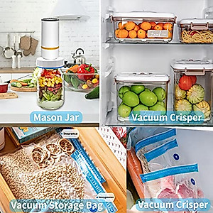 Electric Mason Jar Vacuum Sealer Kit ,Handheld Food Vacuum Sealer and Accessory Hose Set for Food Storage with Regular & Wide Mouth Mason Jars ,Kitchen Tools