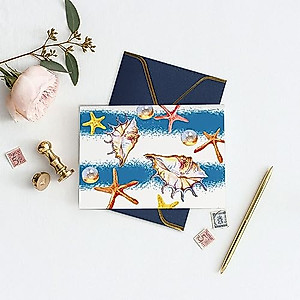 PAILON Starfish and Conch Thank You Cards With Envelopes, Blank Greeting Note Cards With Envelopes Blank Inside, Funny Birthday Cards For Women Men, Thank You Card For Wedding Business,Graduation