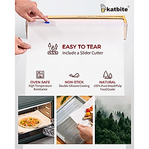 Katbite Heavy Duty Parchment Paper Roll & Slide Cutter for 15 Inches Plastic Food Wrap