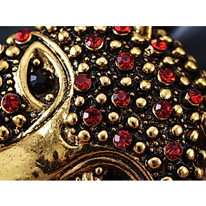 Alilang Antique Golded Tone Ruby Red Crystal Rhinestones Cheetah Feline Stretch Ring