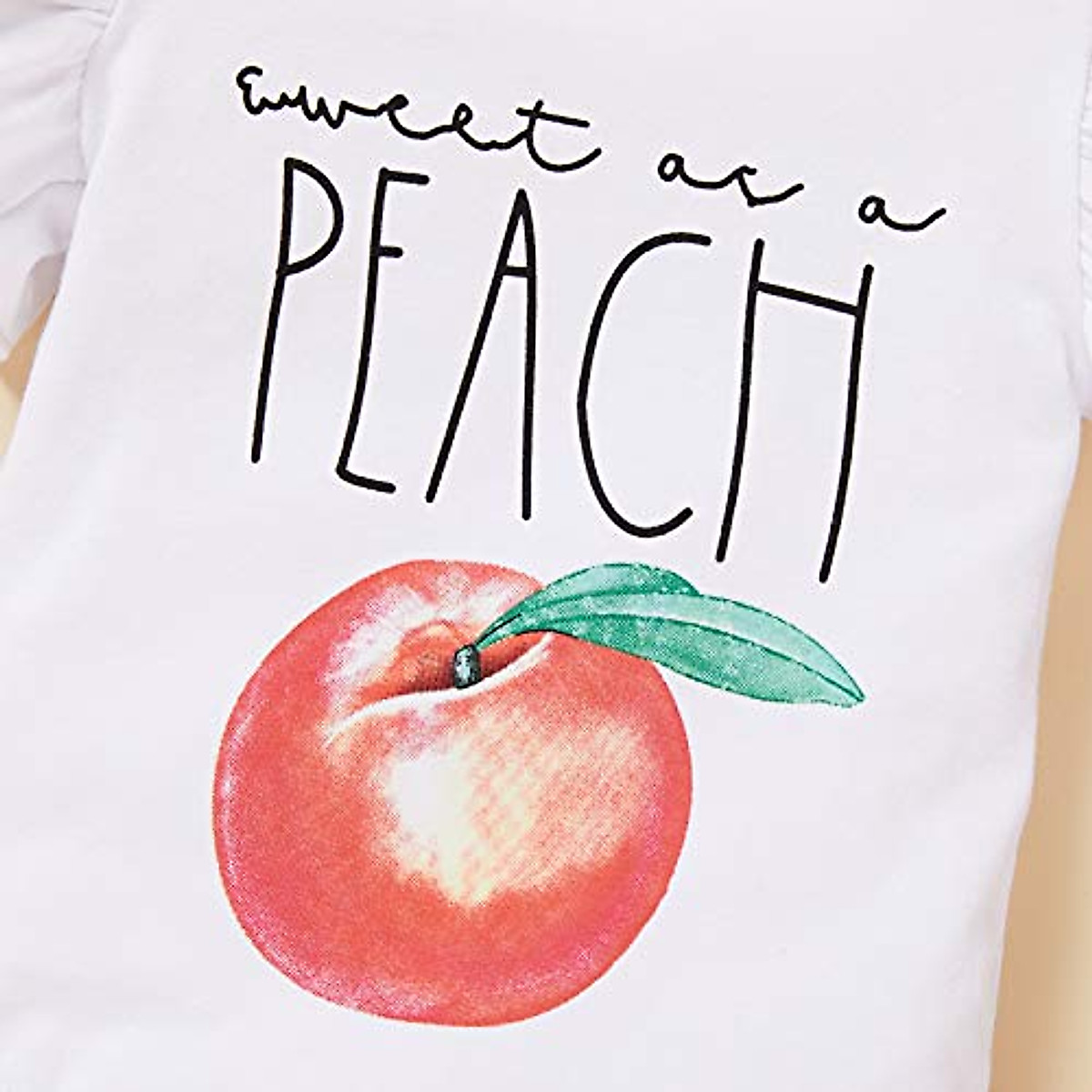 Newborn Baby Girls Clothes Ruffles Summer Romper Floral Bottoms Shorts 3pcs Outfits(Peach,0-3M)