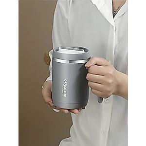 Insulated Coffee Mug with Handle,Stainless Steel Coffee Cup,Double Wall Vacuum Tumbler Cup with Sliding Lid for Hot & Cold Drinks (Gray)