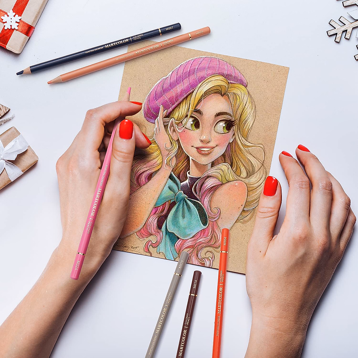 MARTCOLOR Skin Tone Colored Pencils for Portraits and Skintone Artists, 24 Colors Oil Colour Pencils for Drawing, Sketching, Adult Coloring, Shading, Coloring, Layering & Blending