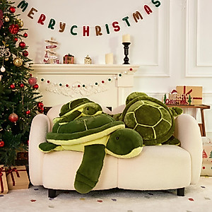 MorisMos Giant Turtle Stuffed Animal 33 inch, Large Stuffed Sea Turtle Plush Toy, Big Stuffed Turtle Pillow for Kids, Girls, Boys, Plush Turtle Gifts on Christmas, Valentine, Birthday, Green