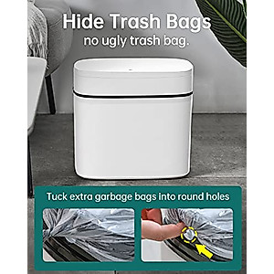WOA WOA Bathroom Trash Can with lid, 14L Press lid Plastic Wastebasket, 3.7 Gallons Garbage Bin Container for Home, Kitchen, Office, Living Room, Bedroom (White & Press Lid)