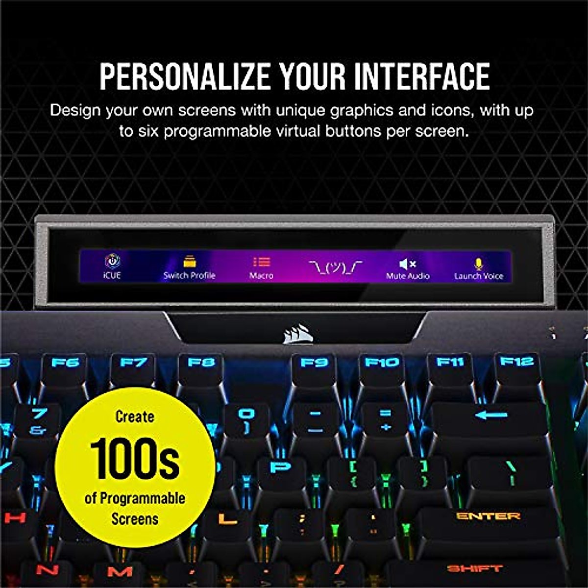 Corsair iCUE Nexus Companion Touch Screen – 5” Diagonal Screen – 6 Programmable Virtual Macro Buttons + K100 RGB Mechanical Gaming Keyboard - Cherry MX Speed RGB Silver Keyswitches