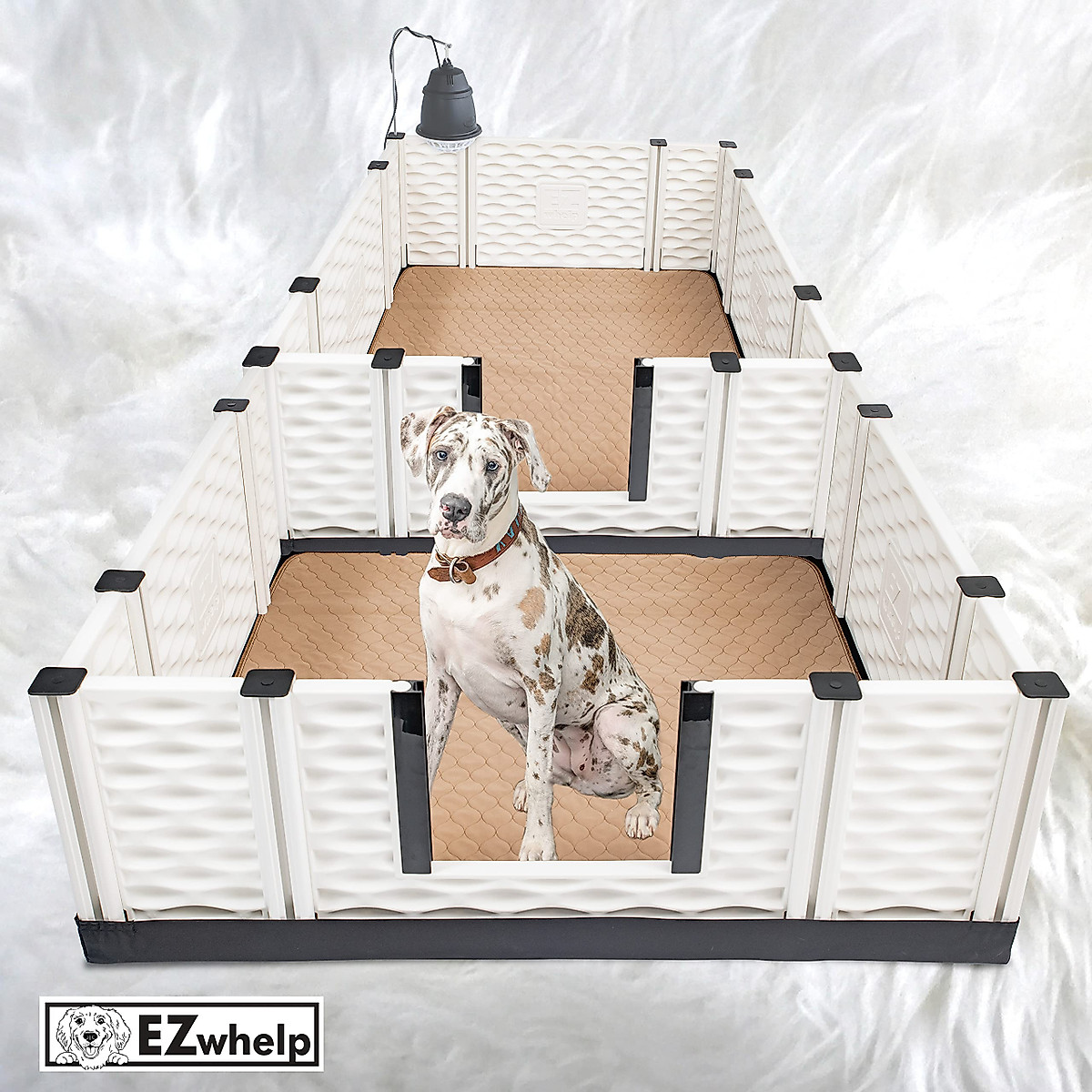 EZwhelp EZclassic Add-On Room 3-Wall Gates for Dogs Indoor Whelping Box, Extension for Whelping Box for Dogs, Portable Fence Puppy Playpen, Whelping Supplies for Dogs, Dog Playpen Extender (48x48)