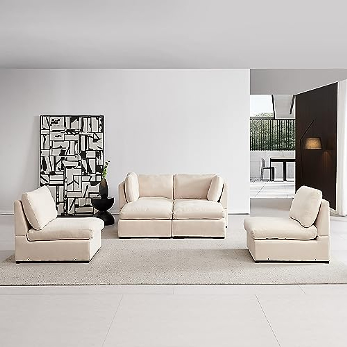 Oversized Modular Sectional Sofa Set,Extra Large U Shaped Convertible Couch with Reversible Chaise and Movable Ottoman,Free Combination Symmetrical Sofa&Couches Bed for Living Room Office