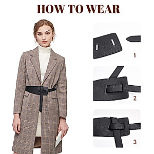 Glamorstar Women Leather Belts Vintage Irregular Waist Belt for Dresses Tie Knot Waistband Belt Black 120CM/47.2IN