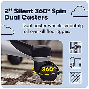 Serta Executive Office Chair Ergonomic Computer Upholstered Layered Body Pillows, Contoured Lumbar Zone, Microfiber, Black Base, Fabric, Grey/Silver