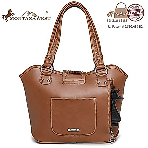 Montana West Women Shoulder Bag Hobo Handbag Fashion Tooling Tote Bag with Detachable Holster WRLH-8005BR